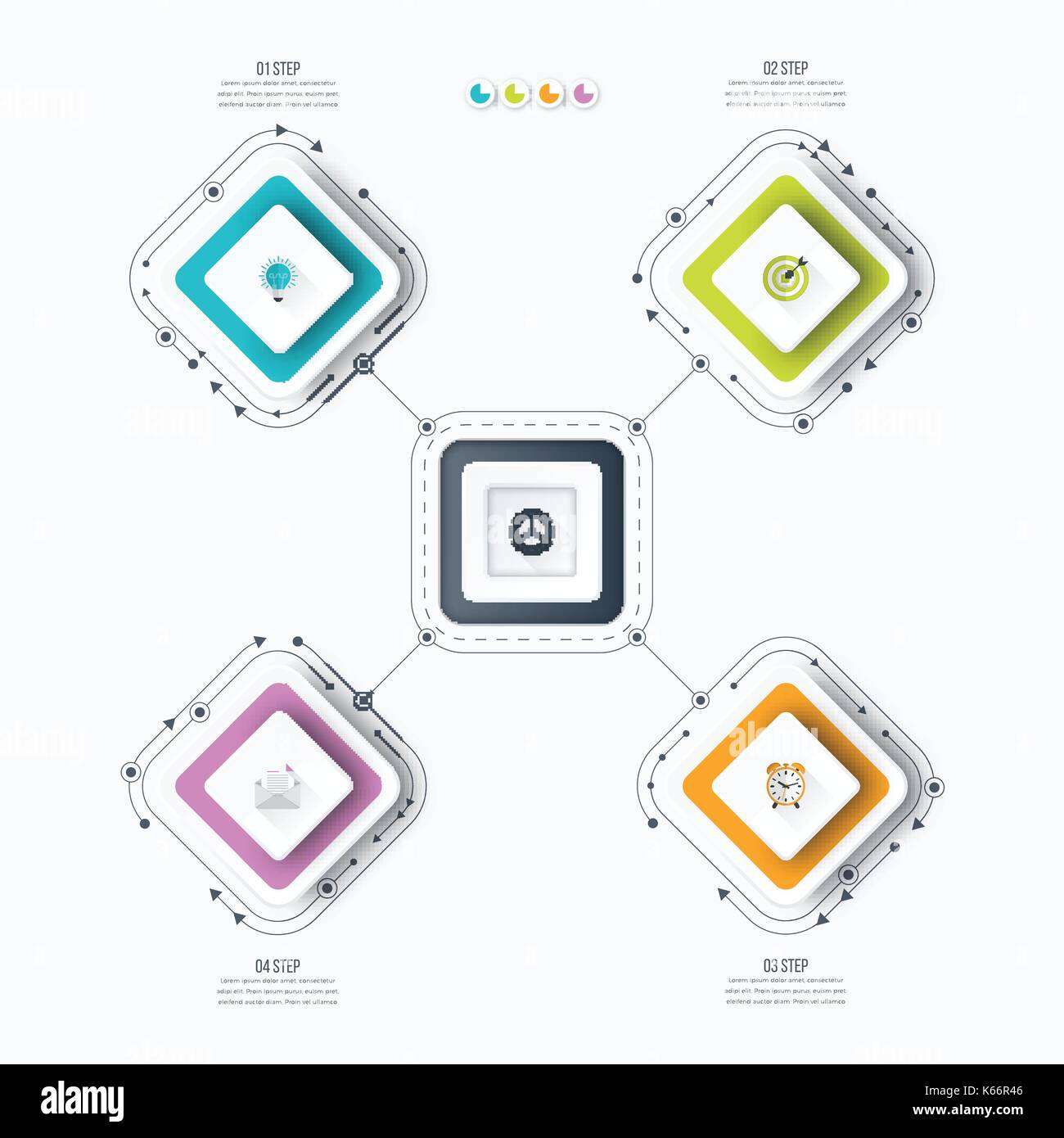 Business infographics template 4 steps with square Stock Vector Image ...