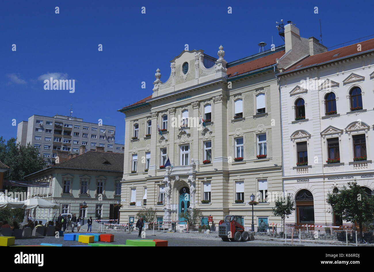 The main square of obuda with town hall hi-res stock photography and ...