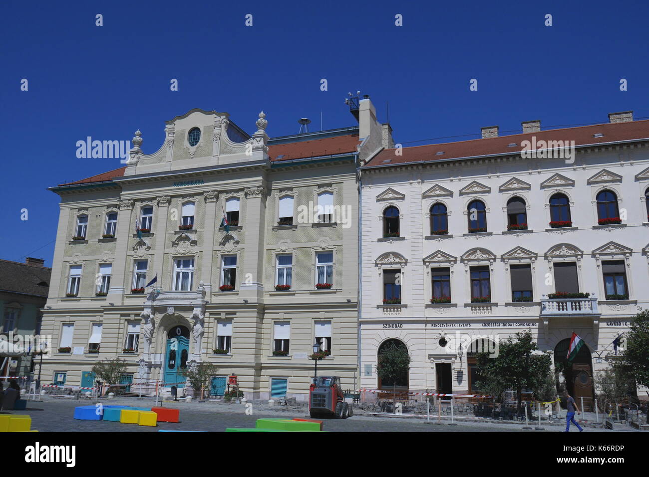 The main square of obuda with town hall hi-res stock photography and ...