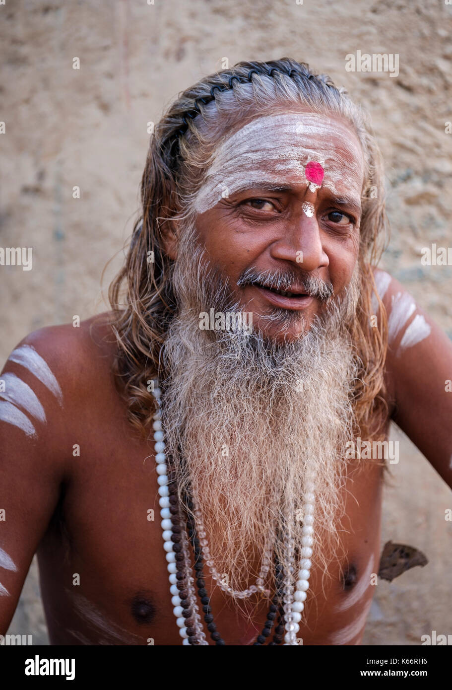 VARANASI, INDIA - CIRCA NOVEMBER 2016: Portrait of a Sadhu in Varanasi ...