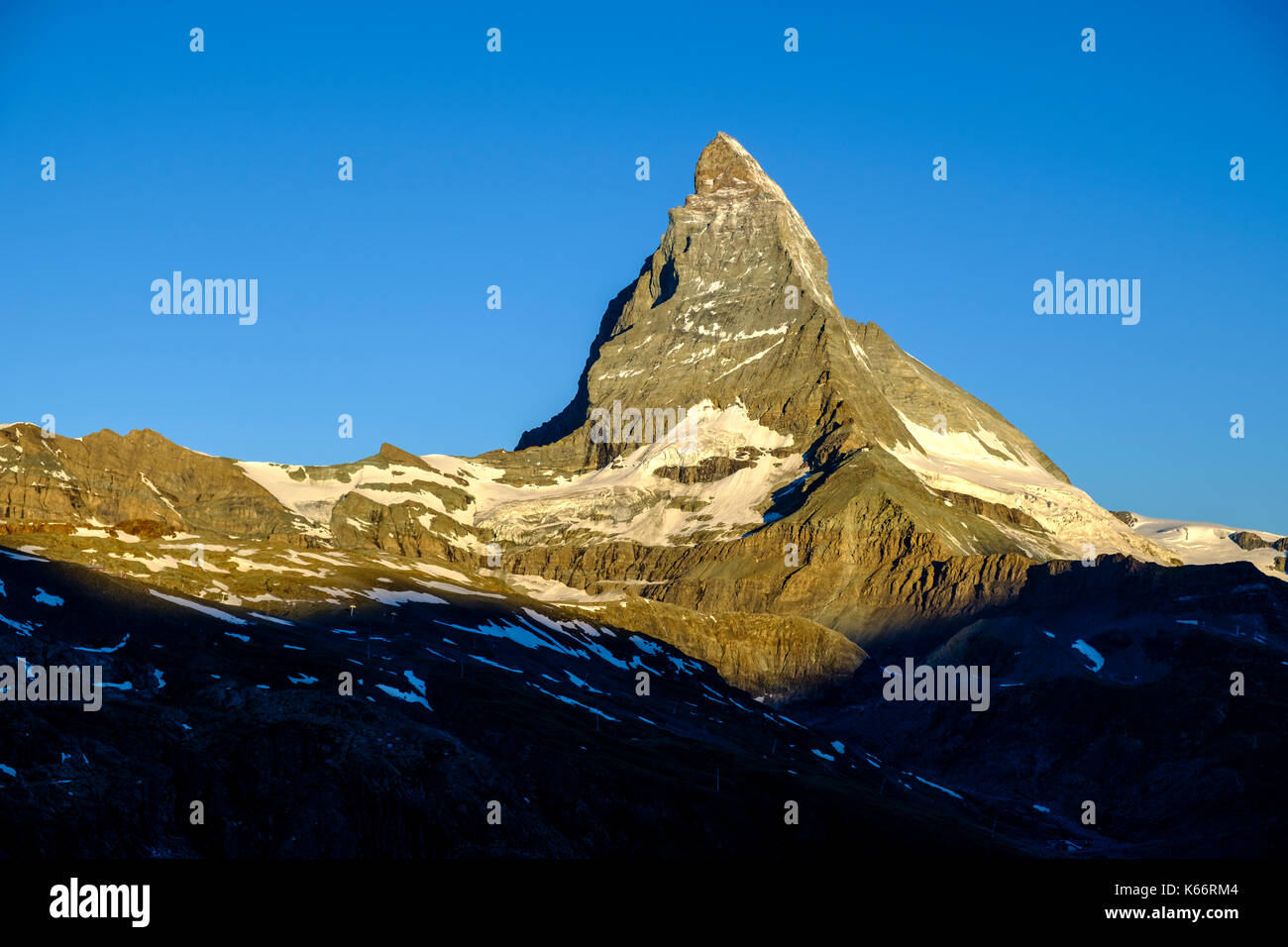 The East Face of the Matterhorn, Monte Cervino, at sunrise Stock Photo ...