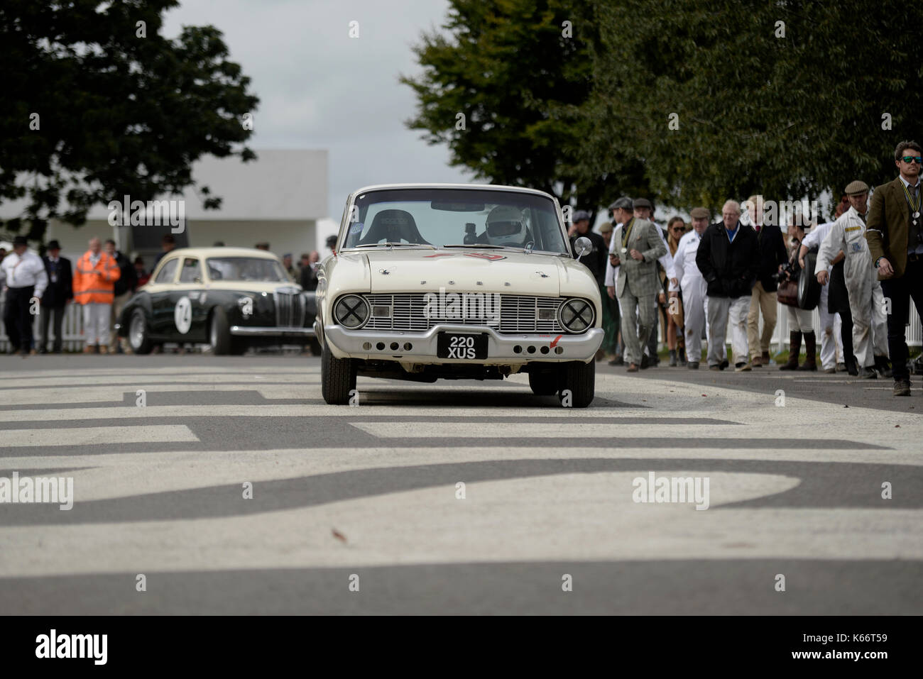 1959 Ford Falcon driven by Mike Haigh leaving the assembly area for the ...