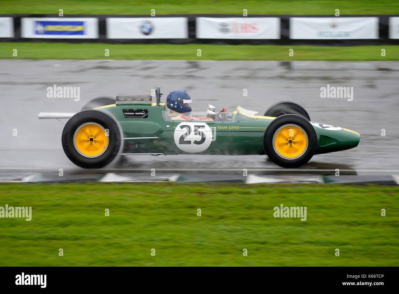 Lotus Climax 25 driven by Andy Middlehurst racing in the wet Glover ...