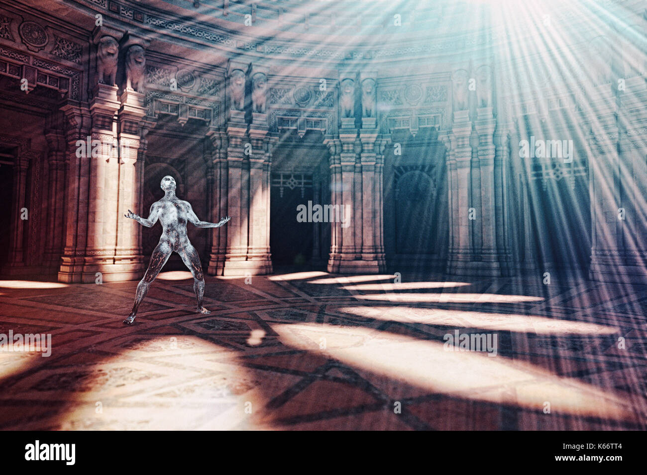 Futuristic man basking in light Stock Photo - Alamy