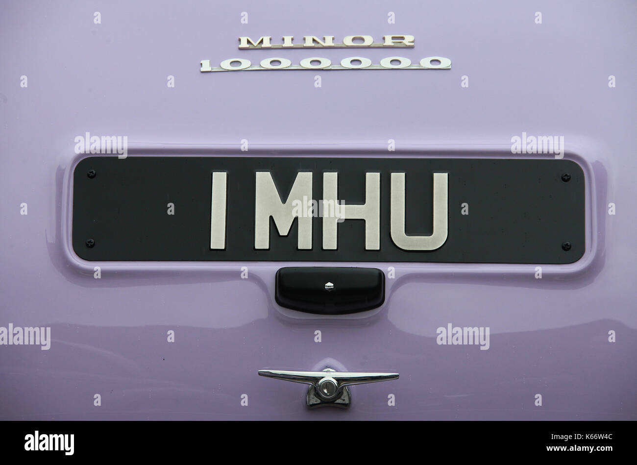 Commemorative Morris Minor Million special edition lilac car Stock ...