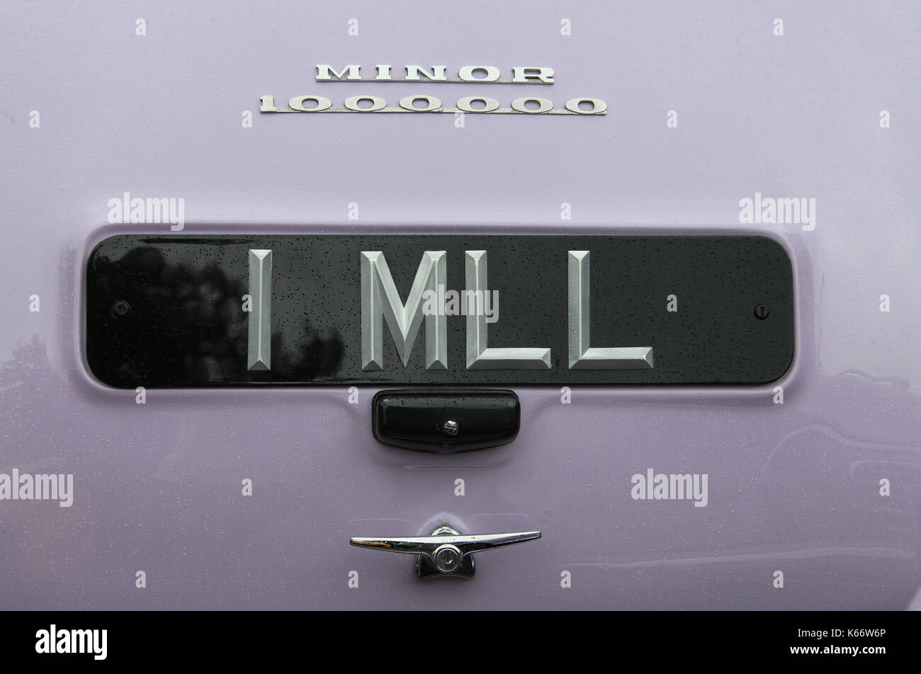 Commemorative Morris Minor Million special edition lilac car Stock ...