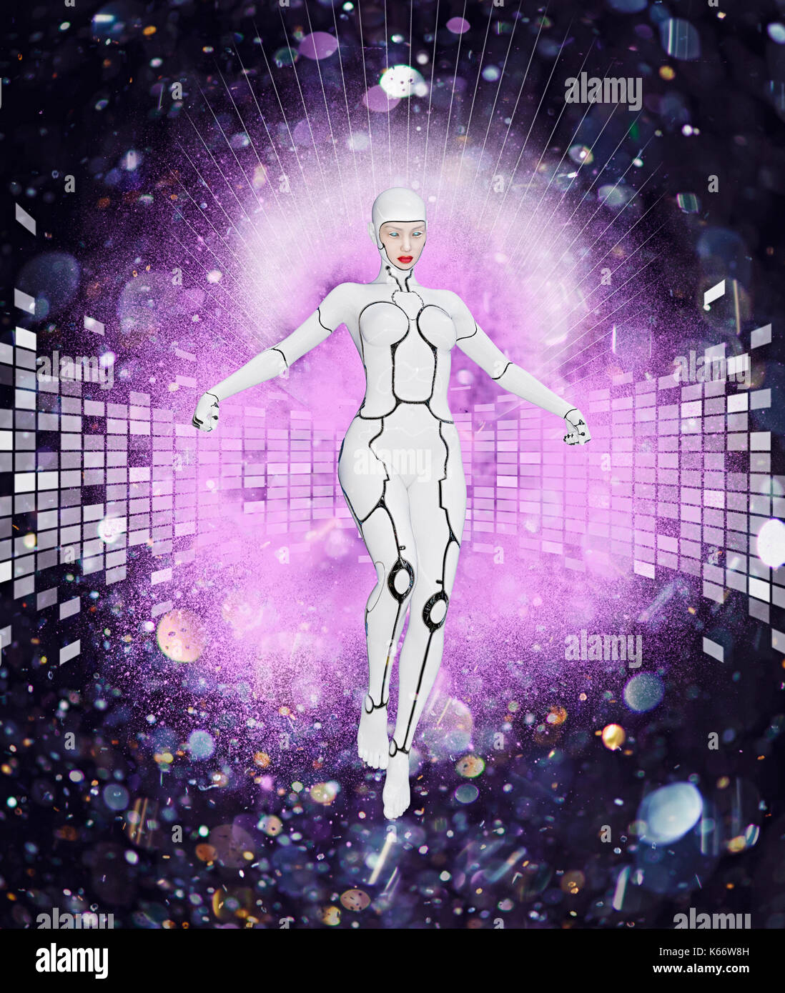 Cyborg woman floating in cyberspace Stock Photo - Alamy