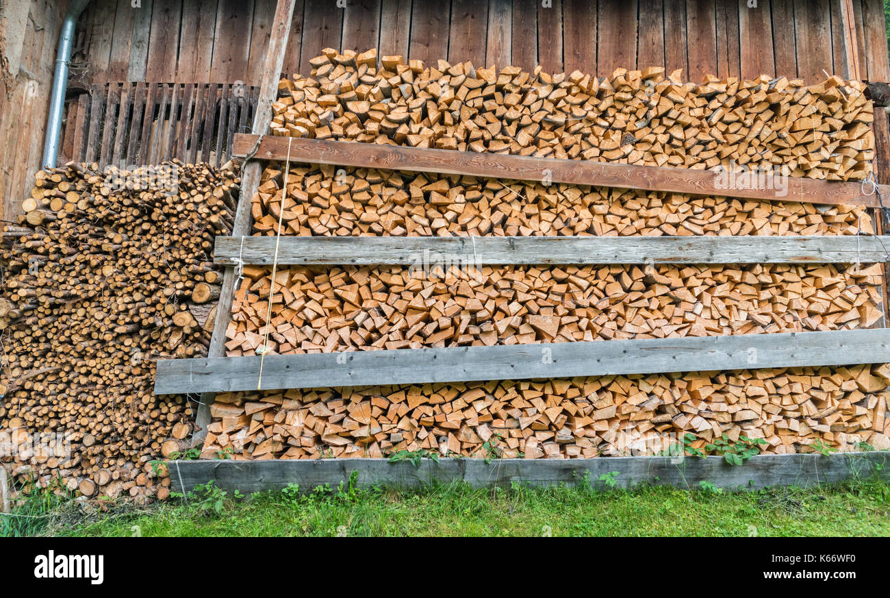 Piles of timber against the wall Stock Photo - Alamy