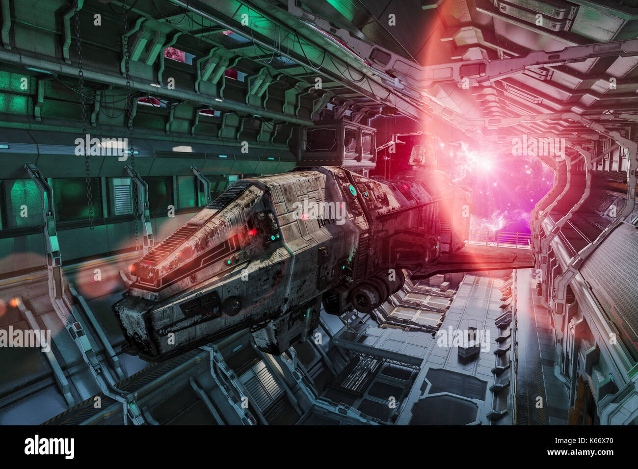 Spaceship in outer space Stock Photo - Alamy