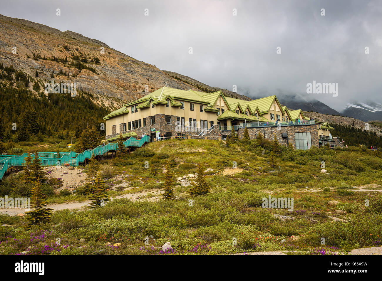 The Columbia Icefield Glacier Discovery Centre along the Athabasca ...