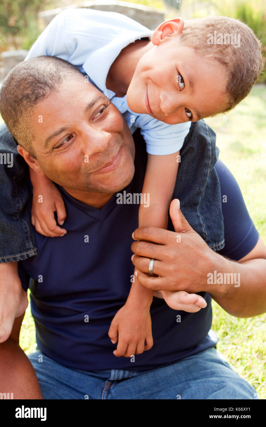 African American father and his son Stock Photo - Alamy