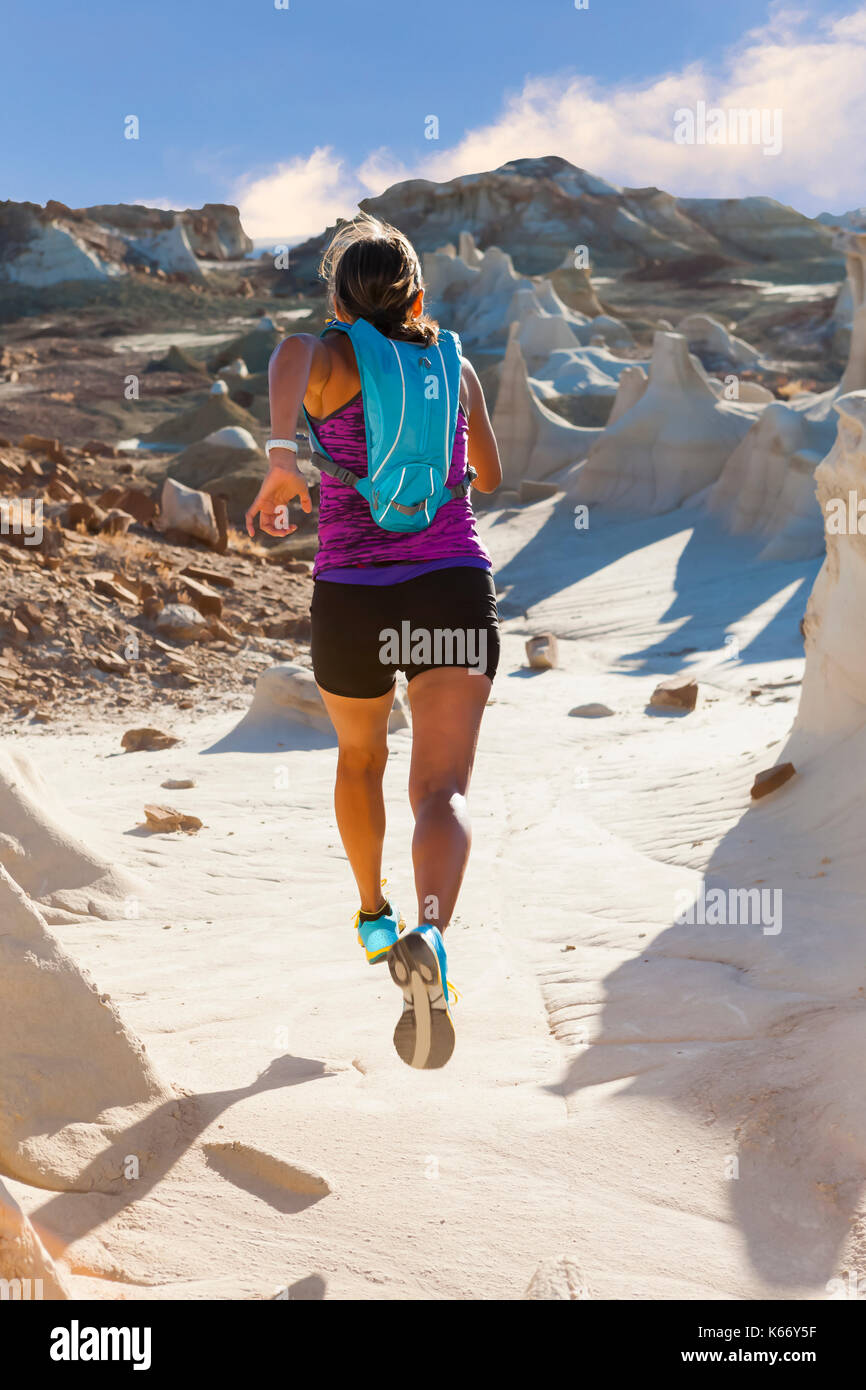 Native American woman running in desert Stock Photo - Alamy