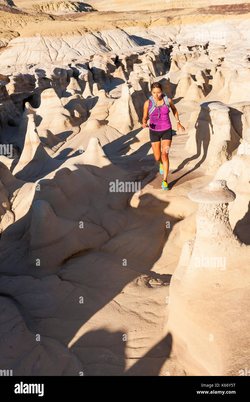 Native American woman running in desert Stock Photo - Alamy