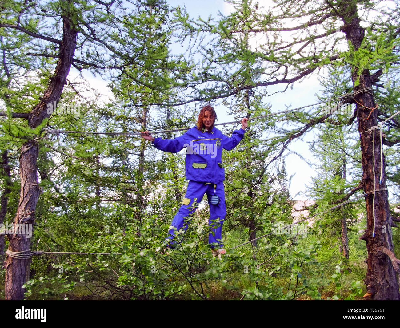 Rope bridge between trees in hi-res stock photography and images - Alamy