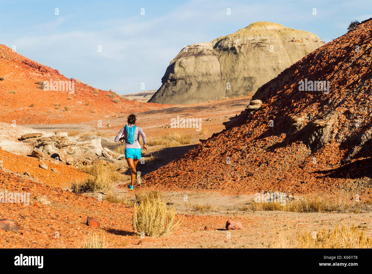 Native American woman running in desert Stock Photo - Alamy