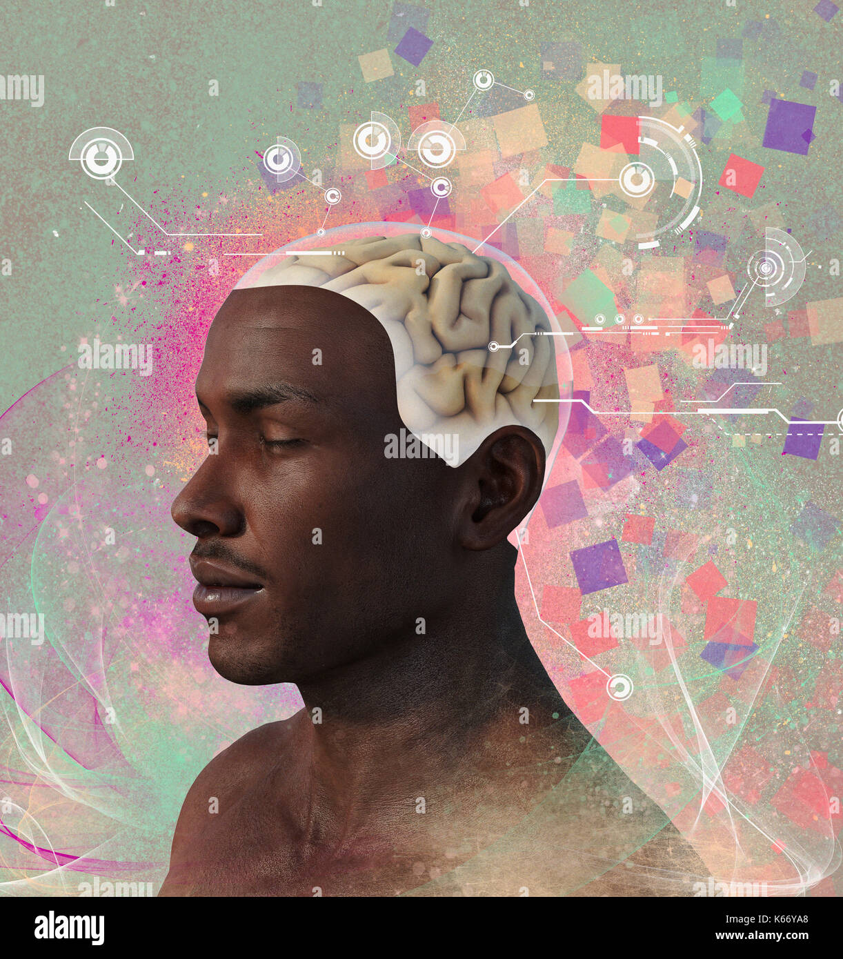 Man with artificial intelligence brain Stock Photo - Alamy