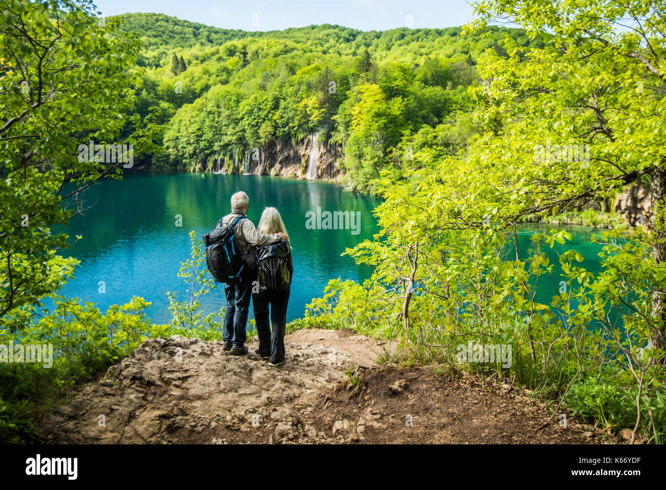 Older Caucasian couple admiring waterfall Stock Photo - Alamy Older Caucasian couple admiring waterfall Stock Photo - Alamy