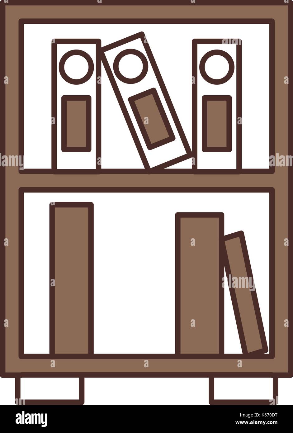 library wooden bookcase of stacked books standing style Stock Vector ...