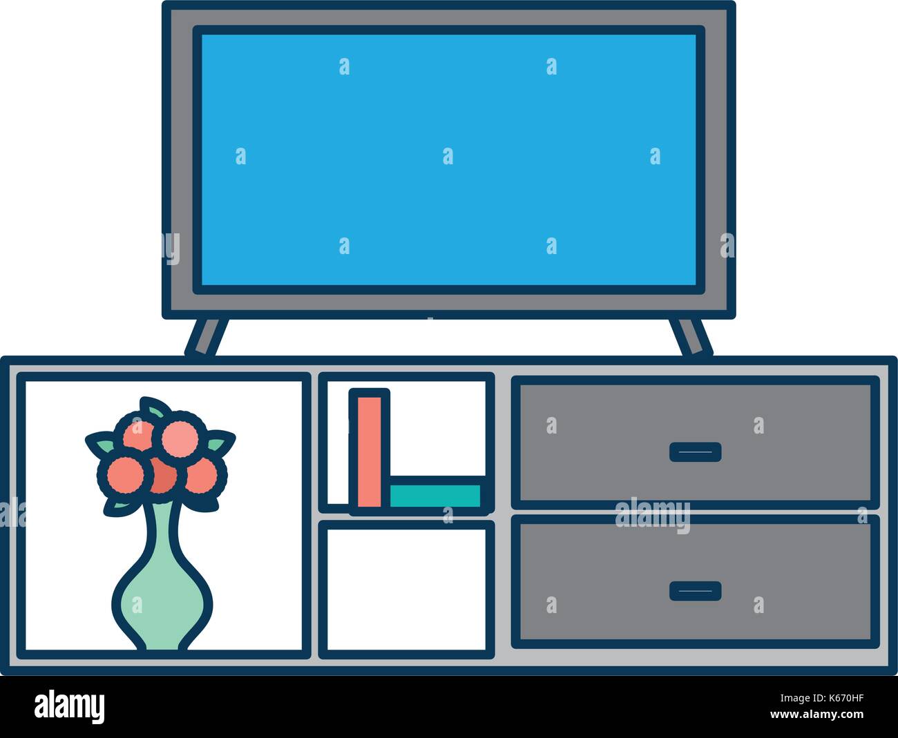 living room interior tv on stand library wooden book shelf flowers ...