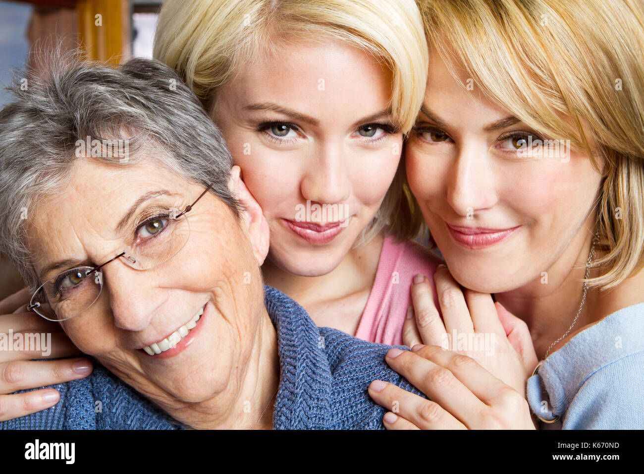 Family of three generation of women Stock Photo - Alamy