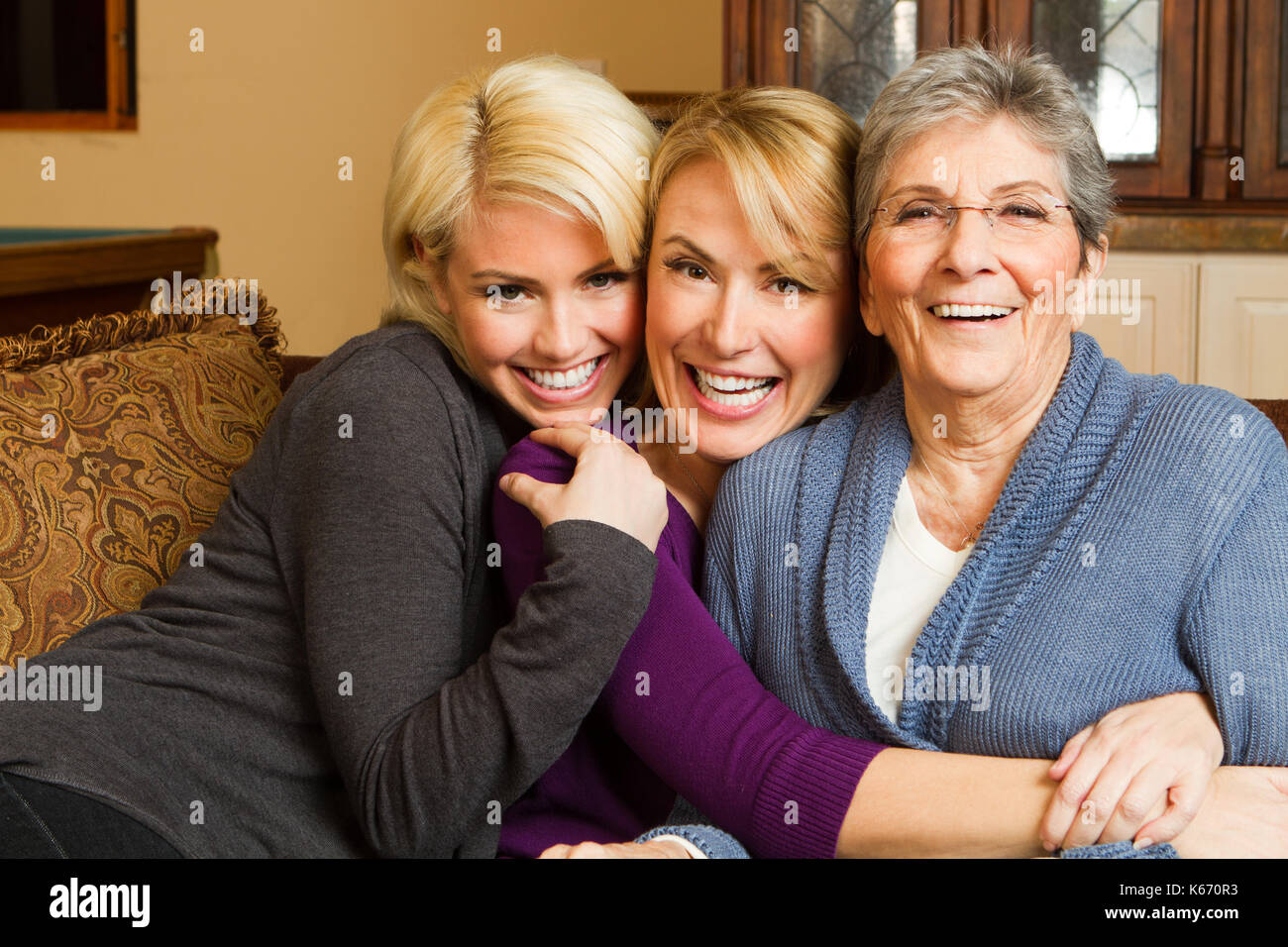 Family of three generation of women Stock Photo - Alamy