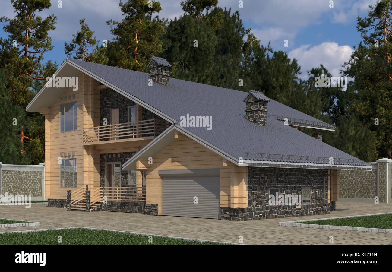 House Photorealistic Render 3D Illustration Stock Photo - Alamy