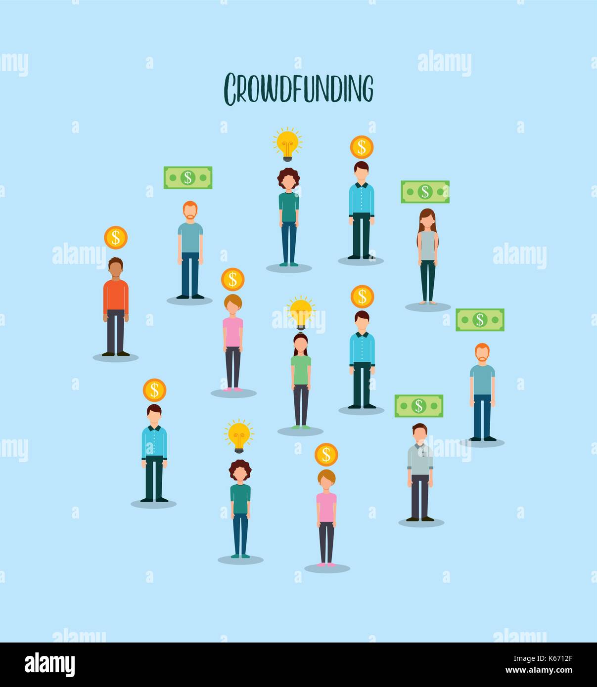 group of people money funding creativity process Stock Vector Image ...