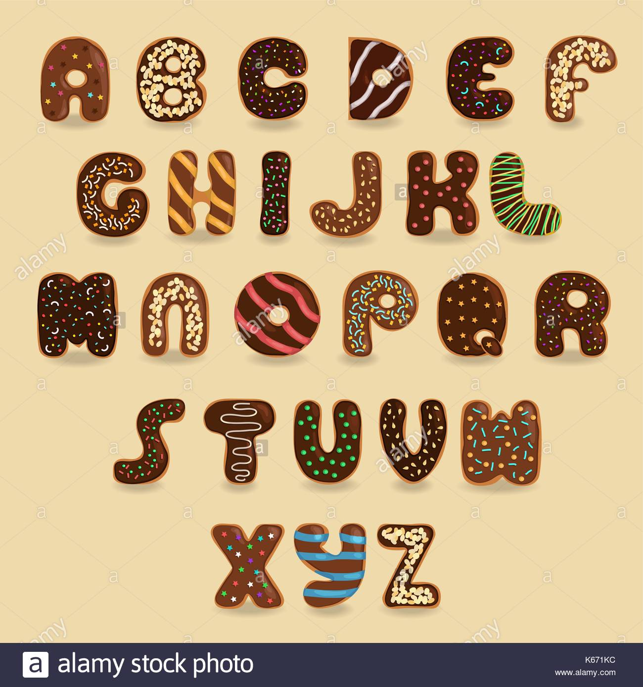 Letter Donut Font Doughnut Alphabet Stock Photos & Letter Donut Font ...