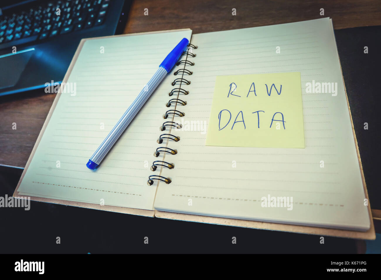 Raw data, Post it in the notebook paper with ink pen, education. Office ...