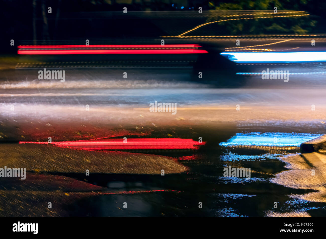 speed motion on night street. blurred car lights background Stock Photo ...