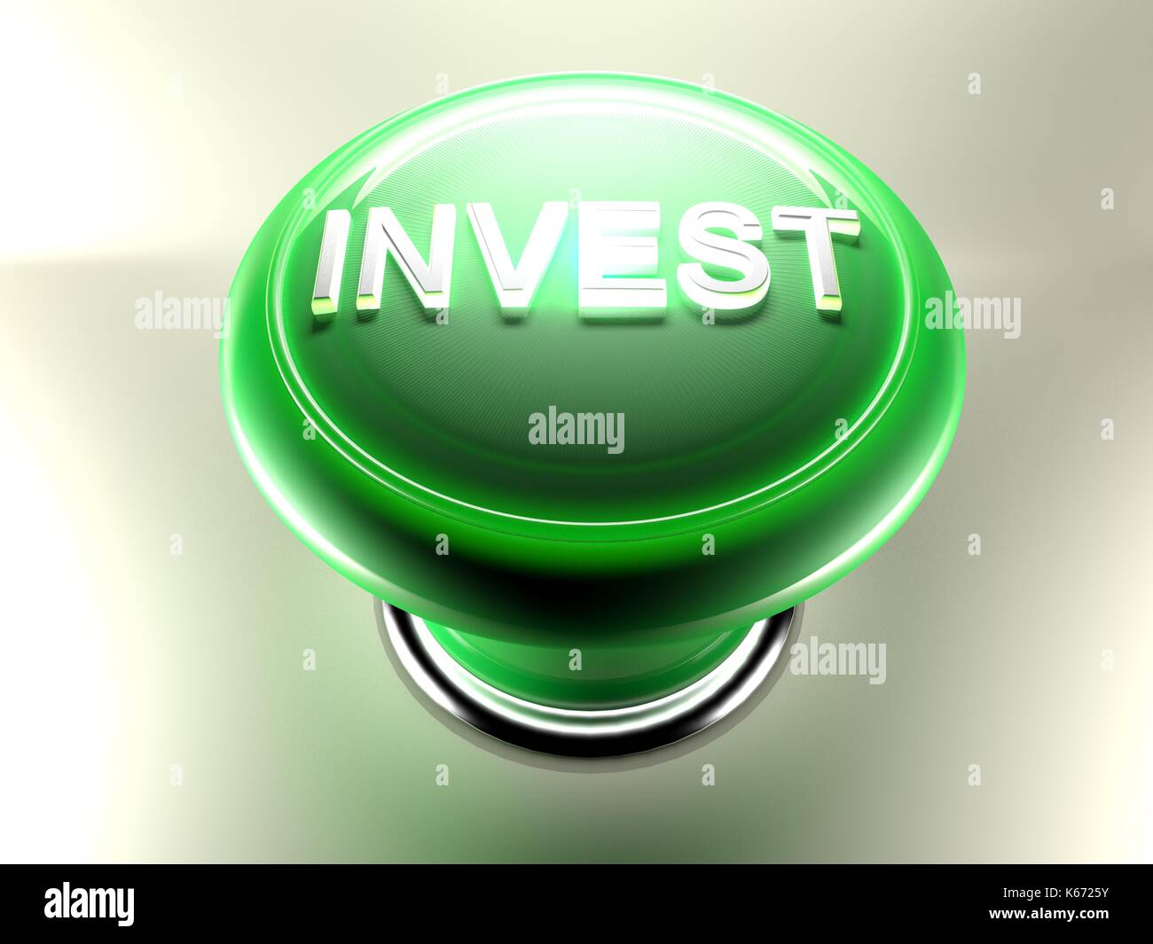 Invest green push button - 3D rendering Stock Photo - Alamy