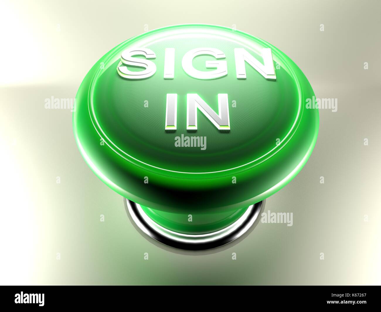 Sign In green push button - 3D rendering Stock Photo - Alamy
