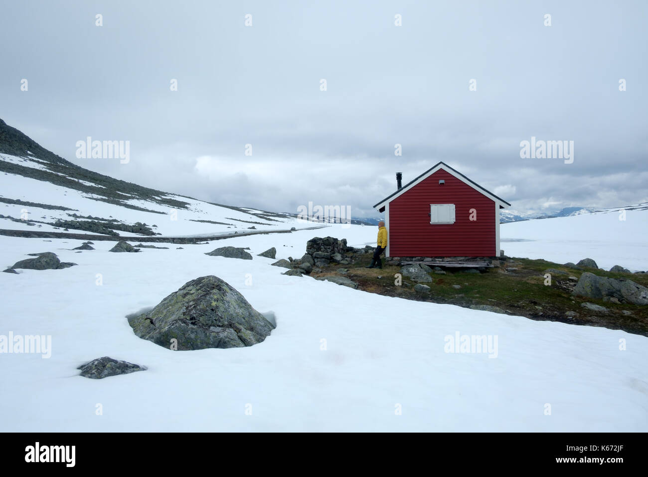 Typical norwegian red wooden house Stock Photo - Alamy