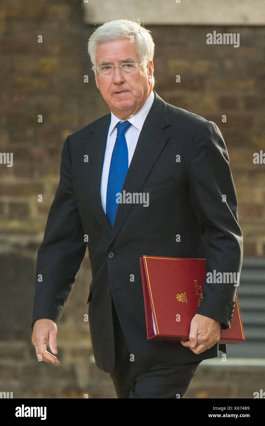 Defence Secretary Sir Michael Fallon arriving in Downing Street, London ...