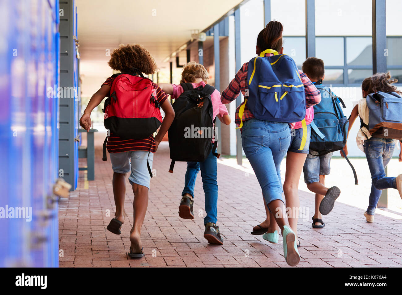 Children Running In School