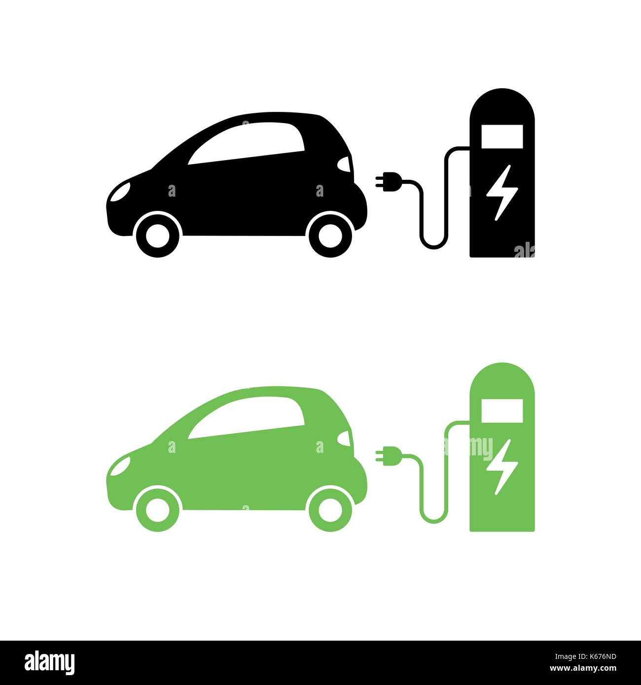 Electric car and electrical charging station icon. Hybrid Vehicle ...