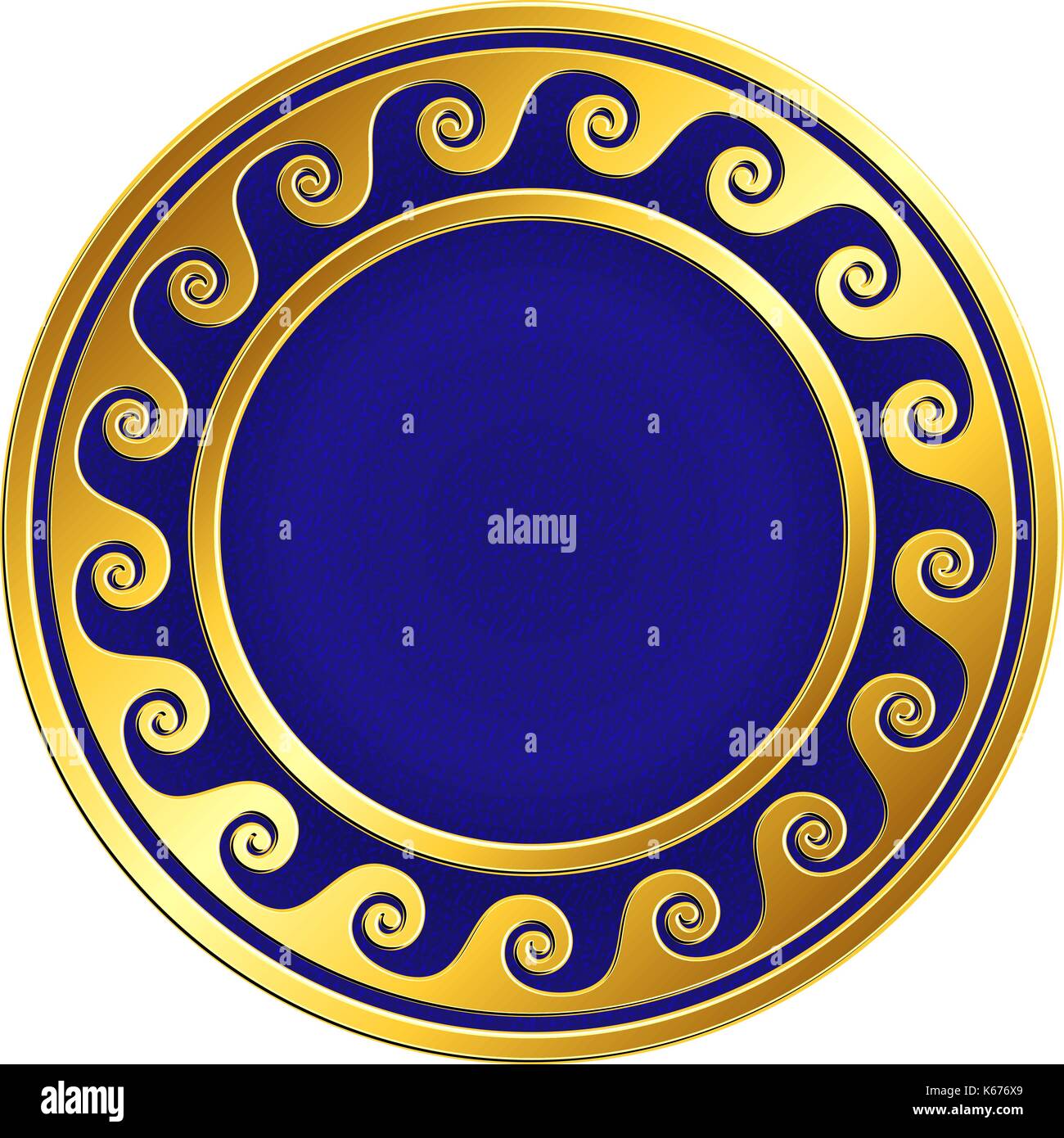 Golden round frame with Greek Meander pattern Stock Vector Image & Art ...