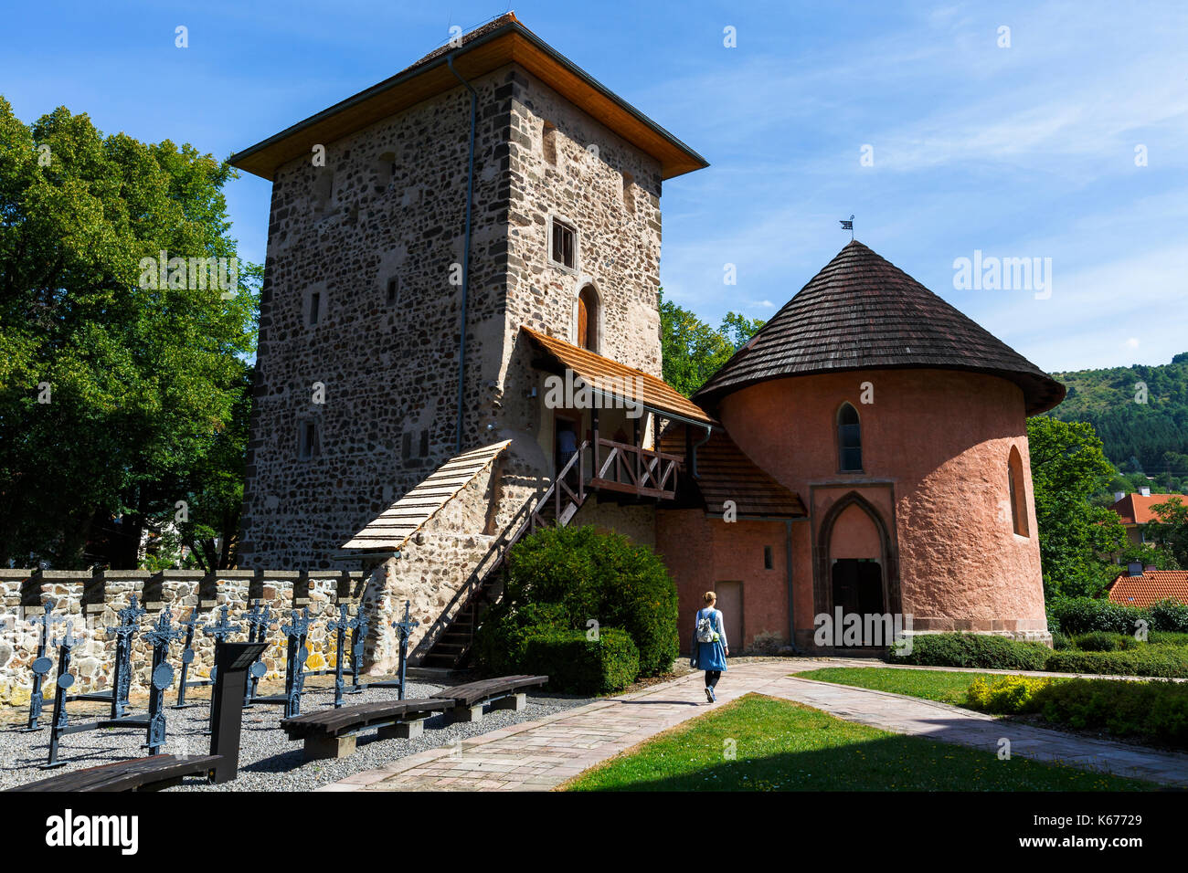 Town castle in medieval mining town of Kremnic in central Slovakia ...