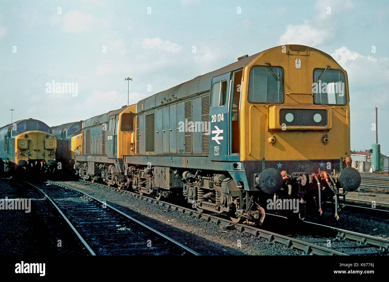 Two Class 20 locomotives along with others stabled at York in 1980 Stock Photo - Alamy