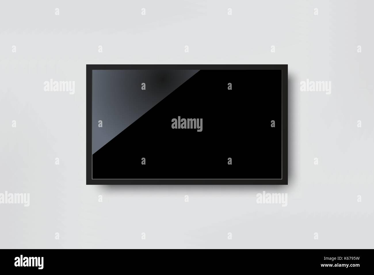 Black LED tv television screen blank on white wall background Stock ...