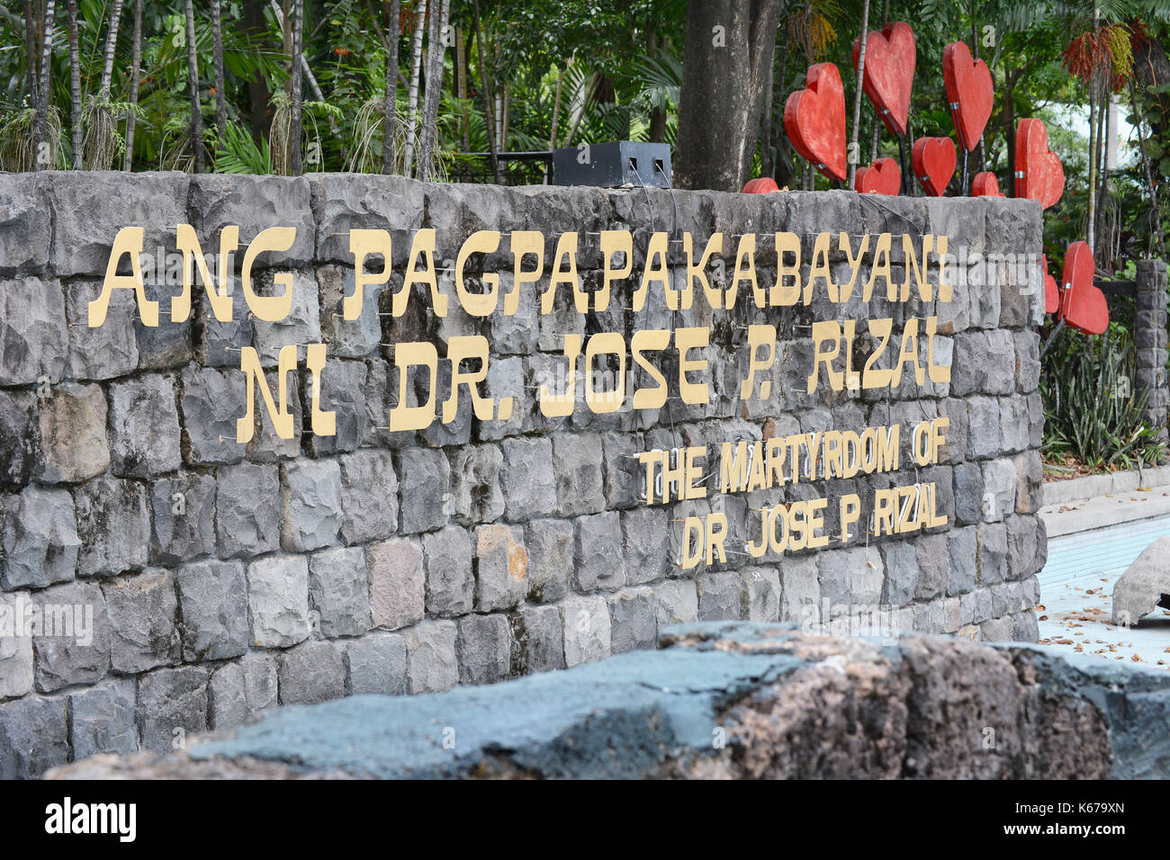 MANILA, PHILIPPINES - APRIL 1, 2016: Sign at the Martyrdom of Dr. Jose ...