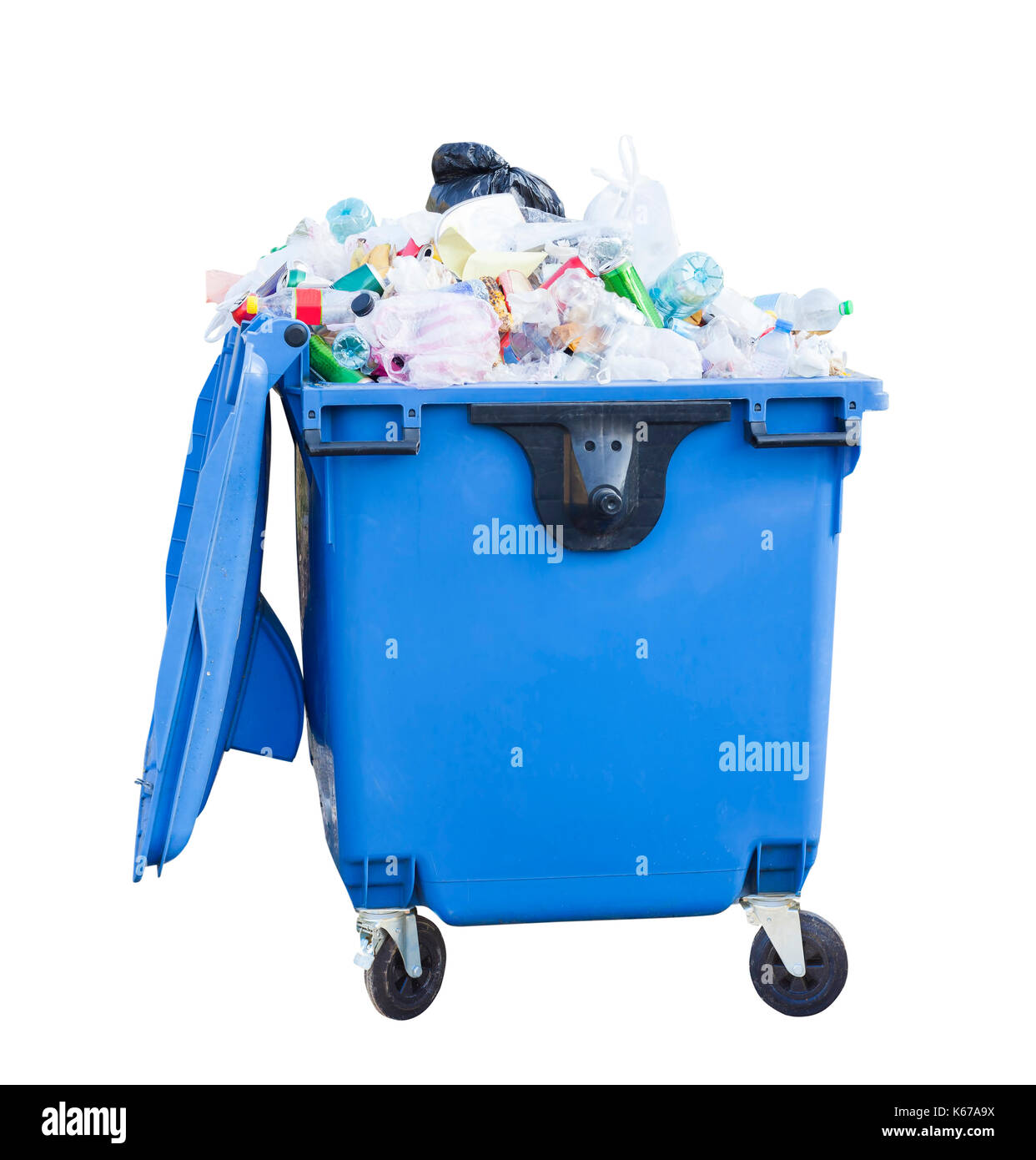 recycle bin full of garbage isolated on white background Stock Photo ...