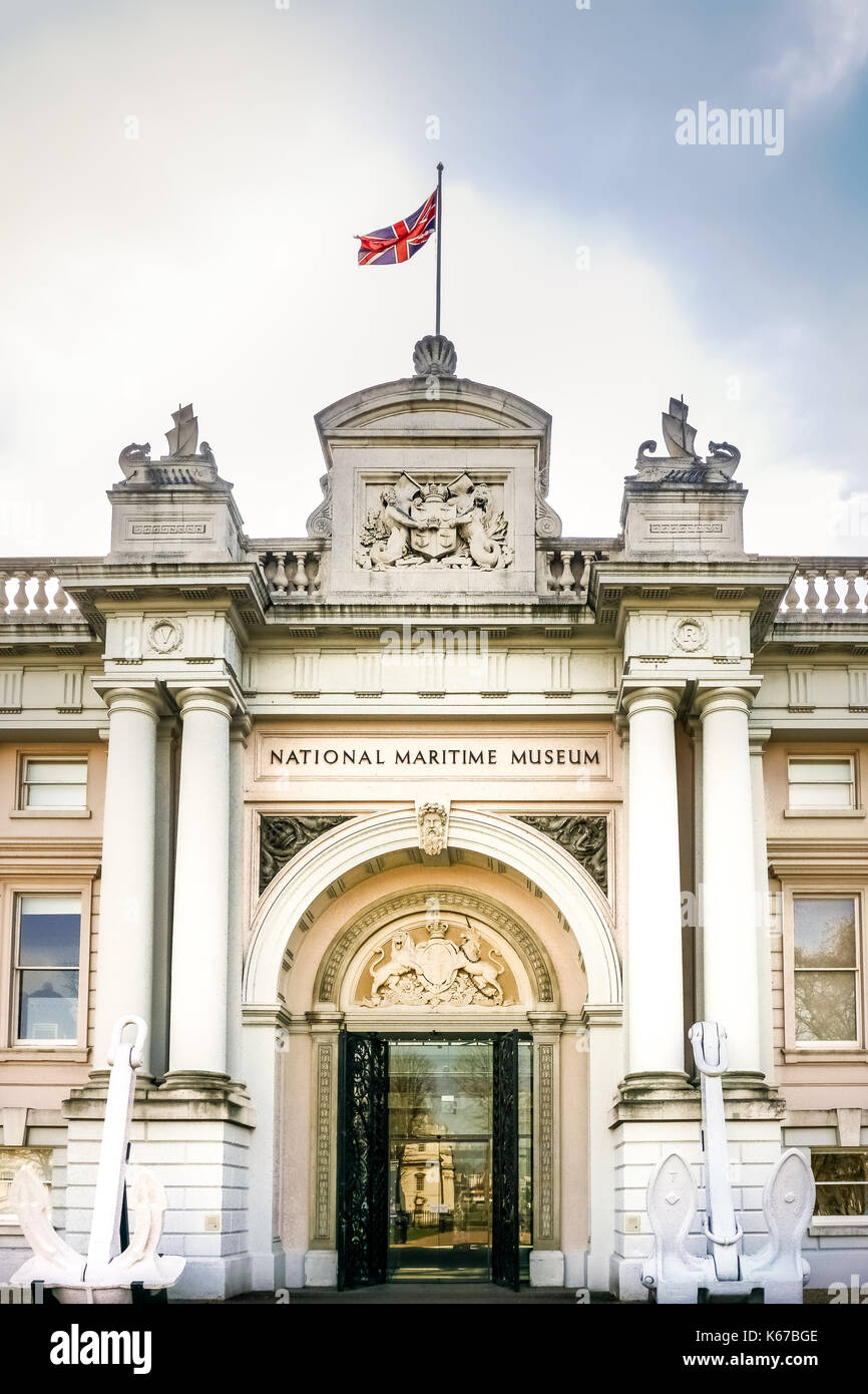 The entrance to the National Maritime Museum in Greenwich, London, U.K ...