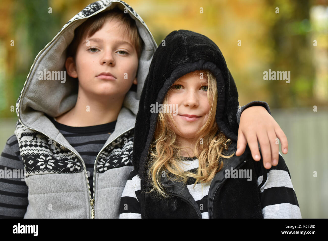 Portrait of a boy and girl Stock Photo - Alamy