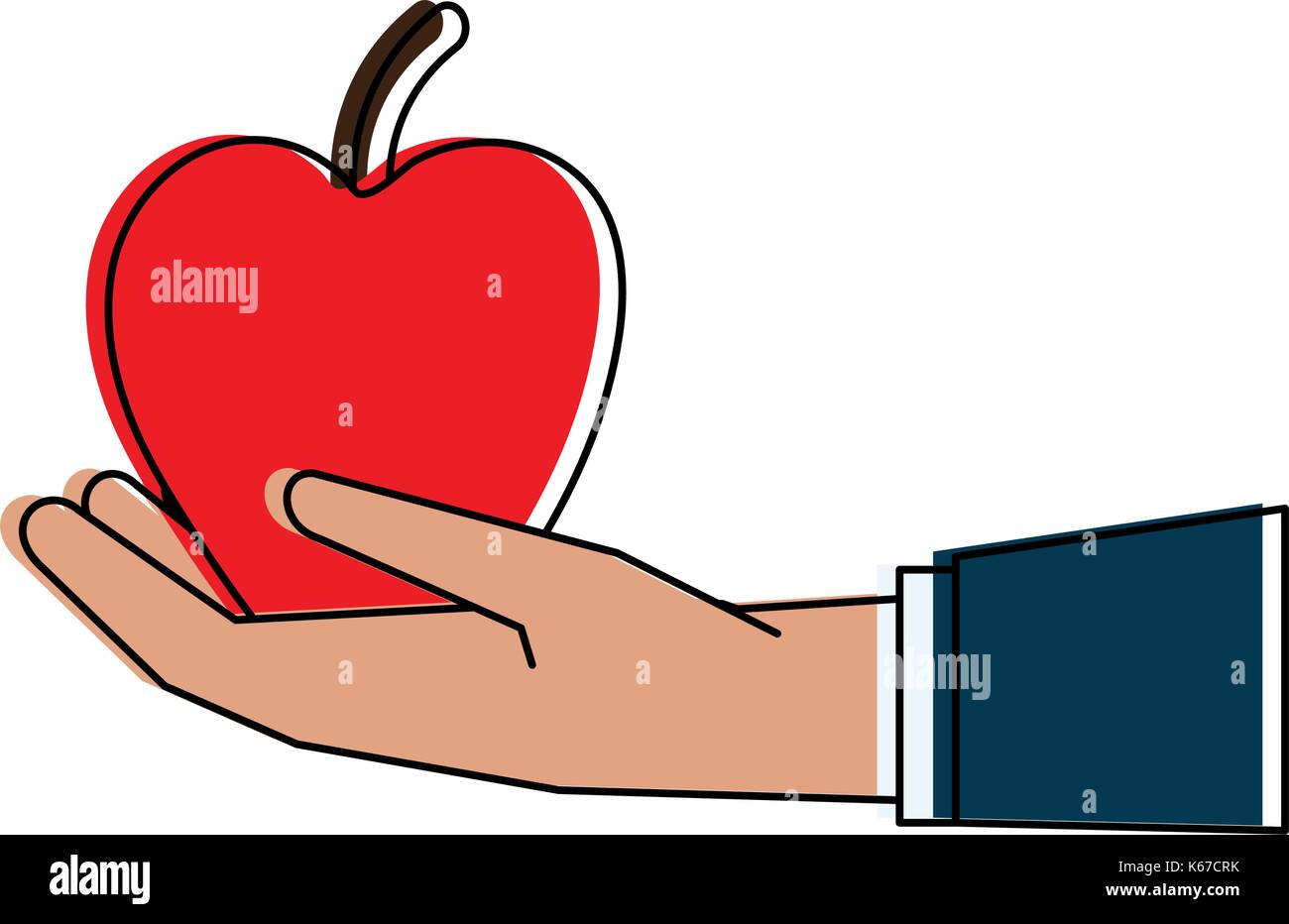 hand holding apple fruit icon image Stock Vector Image & Art - Alamy