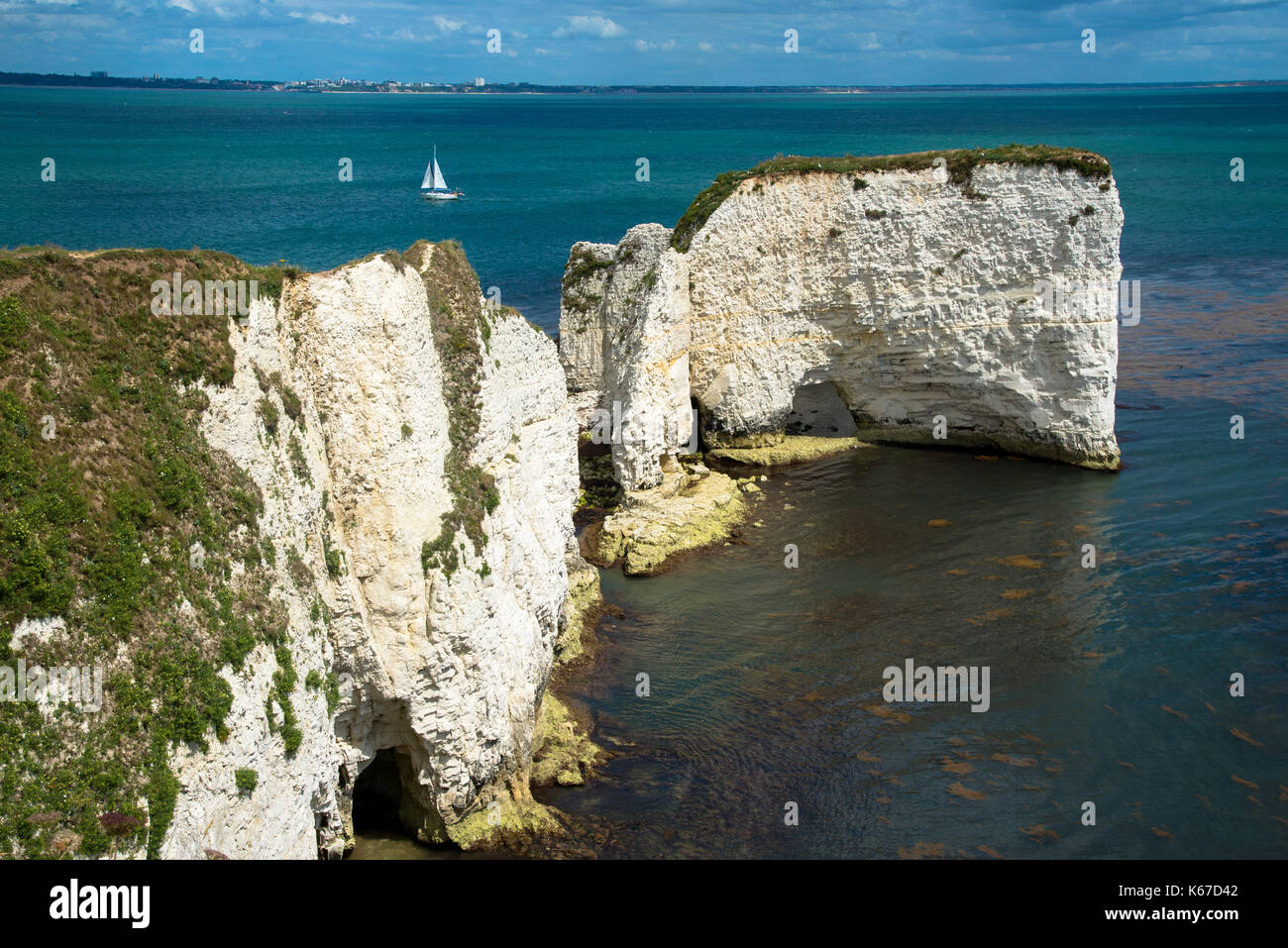 Old Harry, chalk cliffs at the so called Jurassic coast in Dorset ...