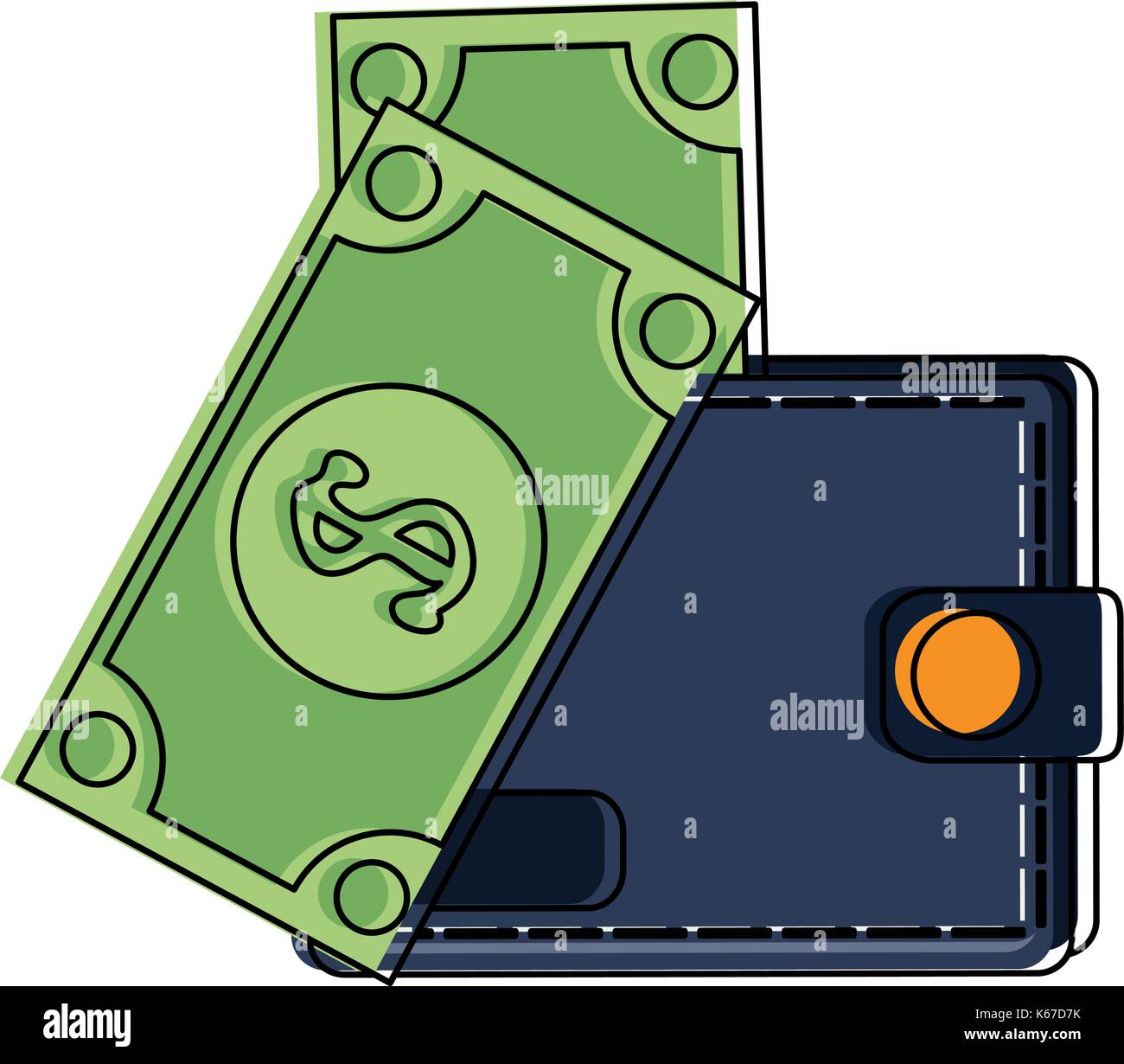 Black wallet dollar bills Stock Vector Images - Alamy