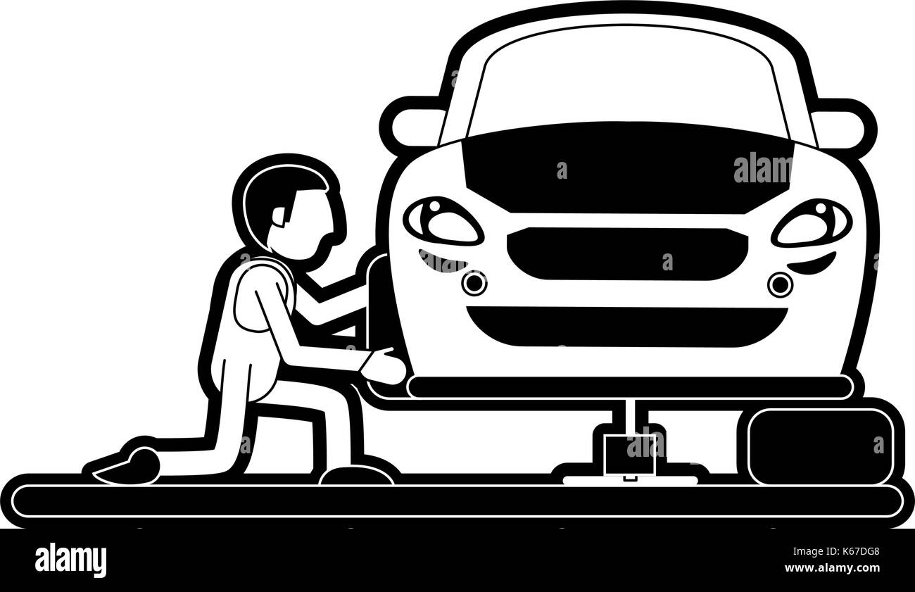 worker changing car tire workshop icon image Stock Vector Image & Art ...