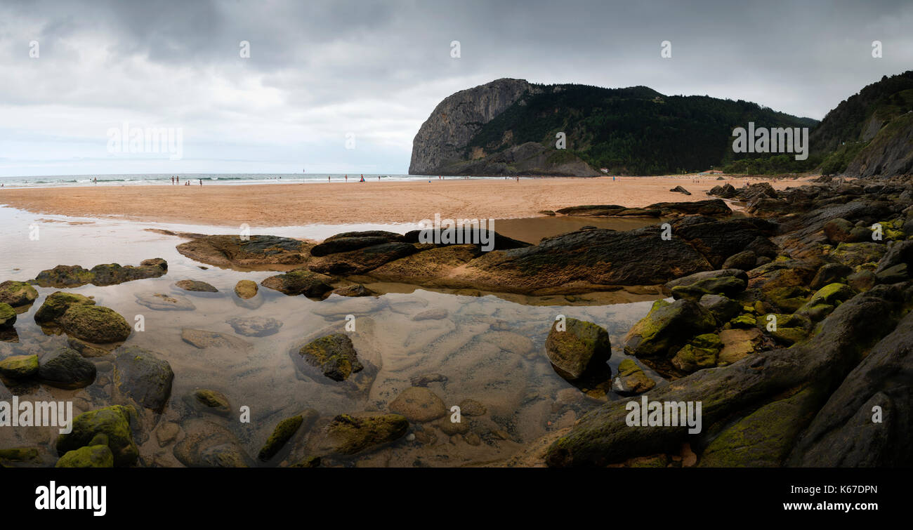 Low tide, Laga Beach, Ibarrangelu, Biscay, Basque country, Spain Stock ...