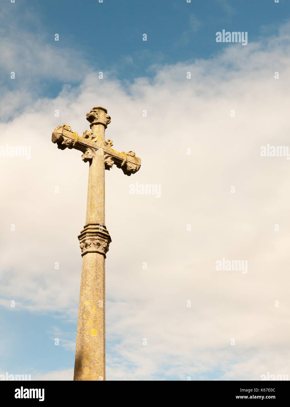 close up of top of english cross statue commemorating soldiers who ...
